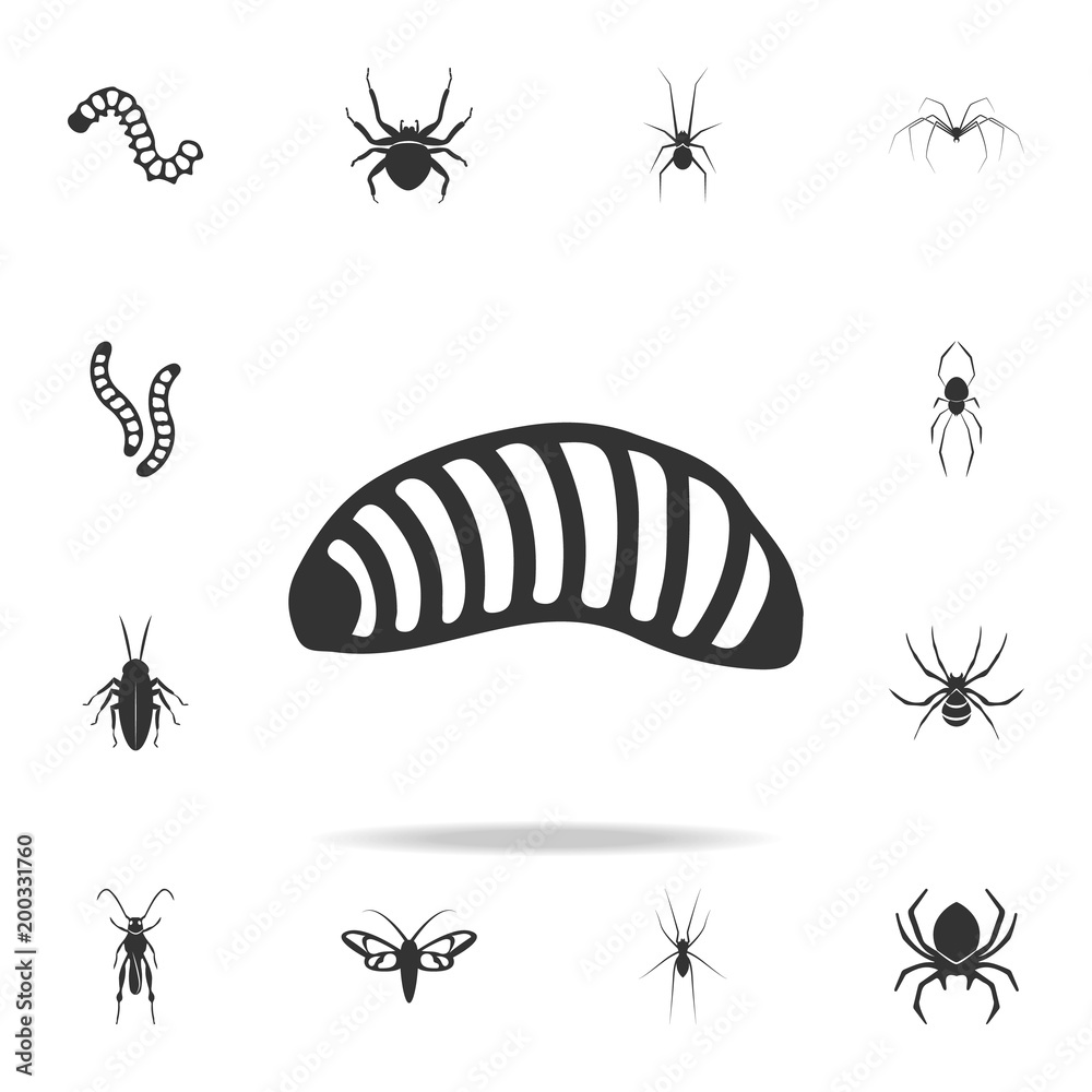 larva. Detailed set of insects items icons. Premium quality graphic ...
