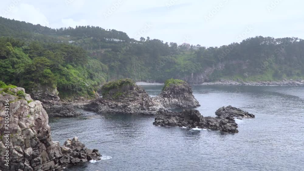Coastline of Hwanguji beach in Seogwipo-si, jeju island, Korea. View ...