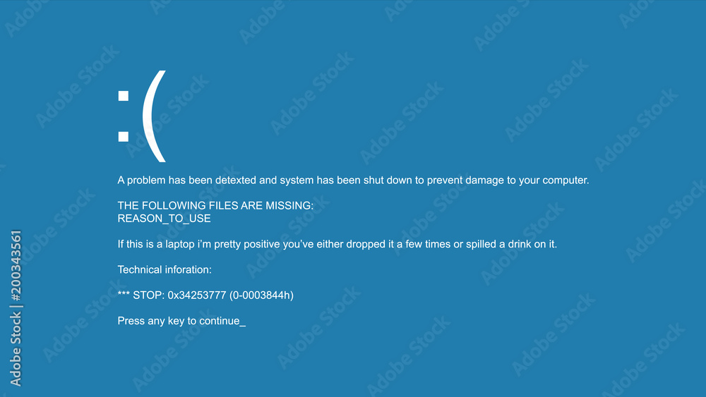 Blue Screen Of Death Vector. Interrupt Request Level. Software ...