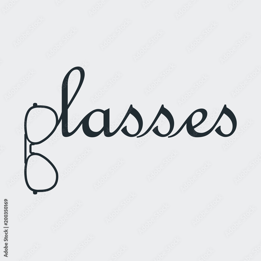 Tipografia glasses con gafas en fondo gris Stock Vector | Adobe Stock