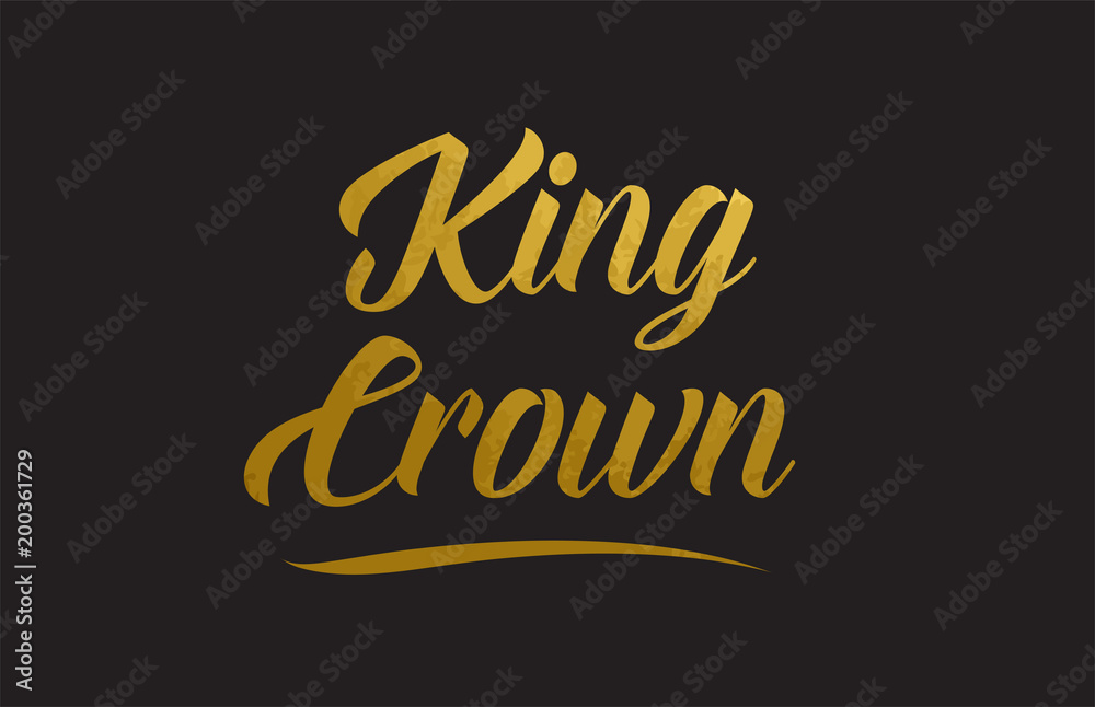 King Crown gold word text illustration typography Stock Vector | Adobe ...
