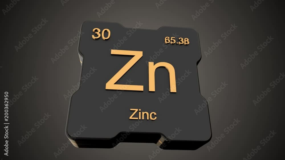 Zinc element symbol from periodic table on futuristic black glossy icon ...