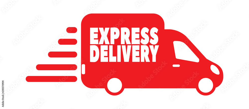 Express Delivery Bus Icon, delivery service logo with transport car ...