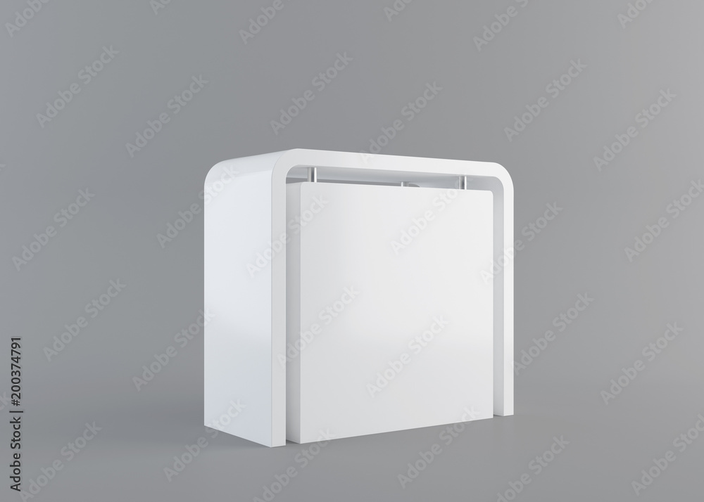 counter display from side view with clipping path. 3D rendering Stock ...