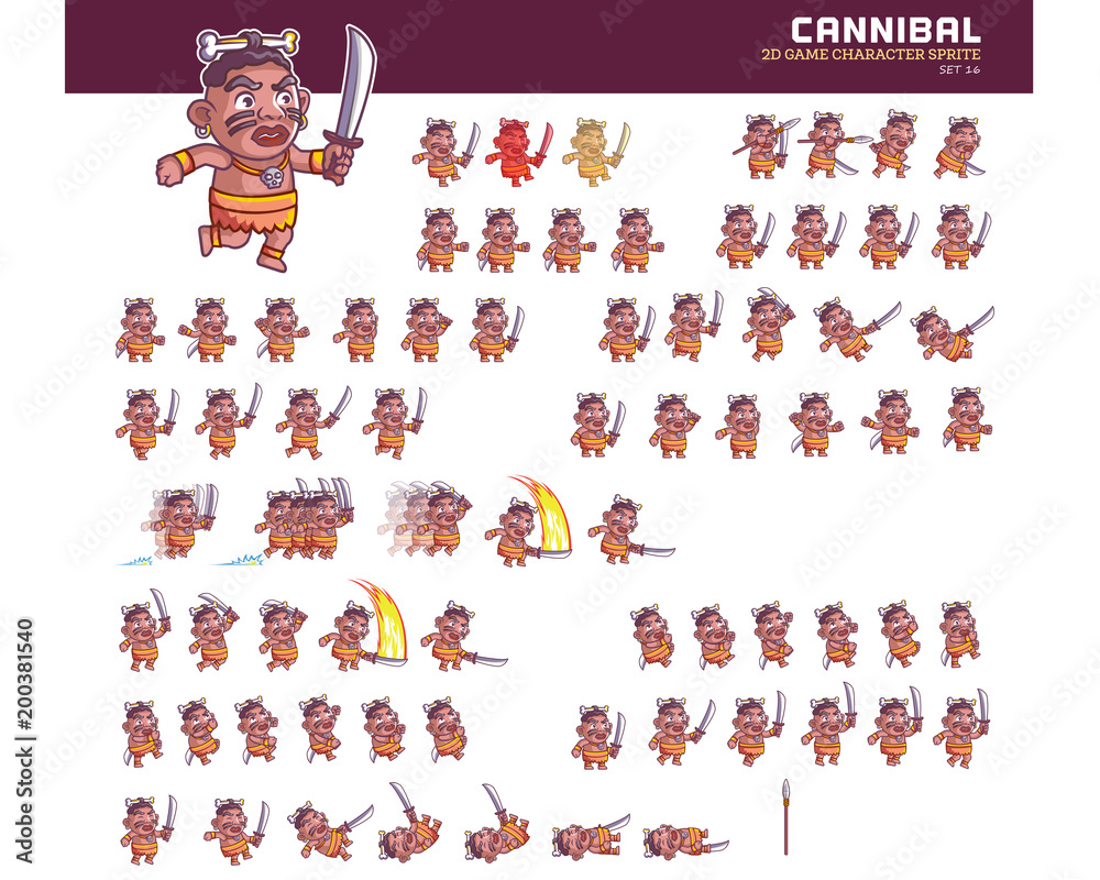 Poster Cannibal Cartoon Game Character Animation Sprite – Wall Art ...