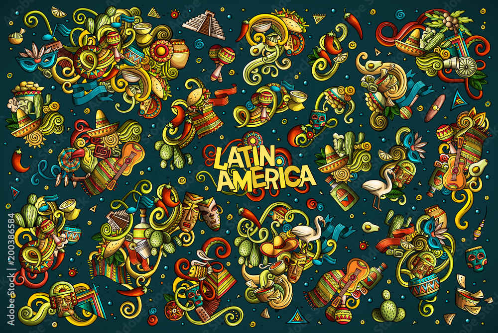 Vector set of Latin America combinations of objects and elements Stock ...