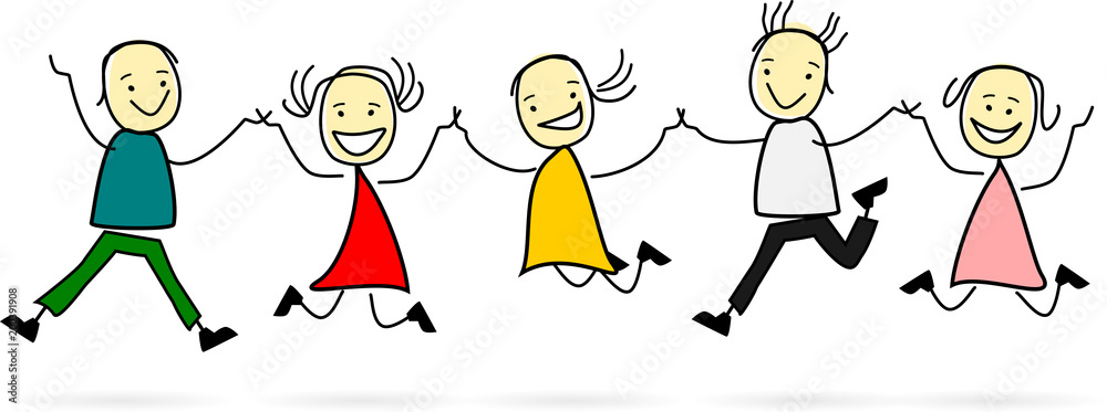 Kinder Hand in Hand Stock Vector | Adobe Stock