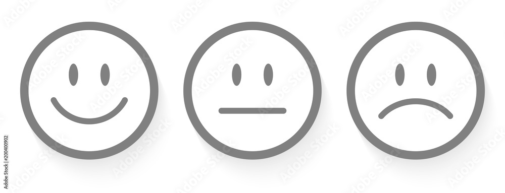 3 Smileys Grey Outline Stock Vector | Adobe Stock