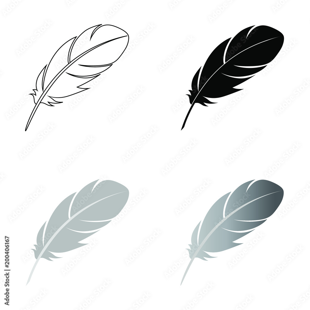 Set symbols feathers. Isolated abstract icons feathers on white ...