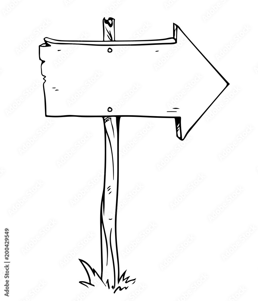 Cartoon wooden directional road sign arrow Stock Vector | Adobe Stock
