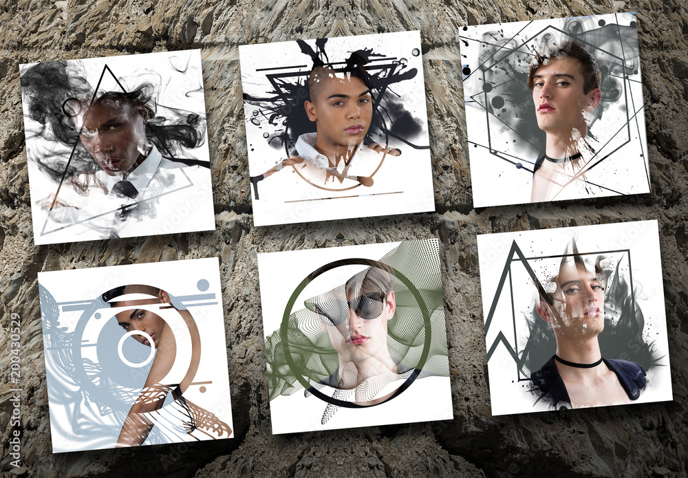 Creative layout with six men Stock Template | Adobe Stock