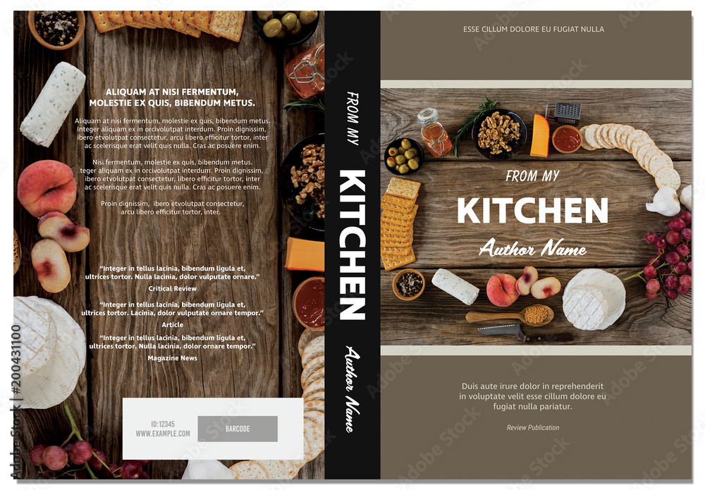 Cookbook Cover Layout with Tan Accents Stock Template | Adobe Stock