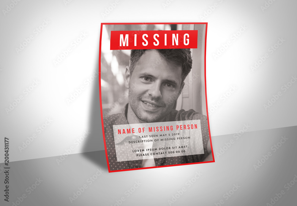 Missing Person Poster Layout Stock Template | Adobe Stock