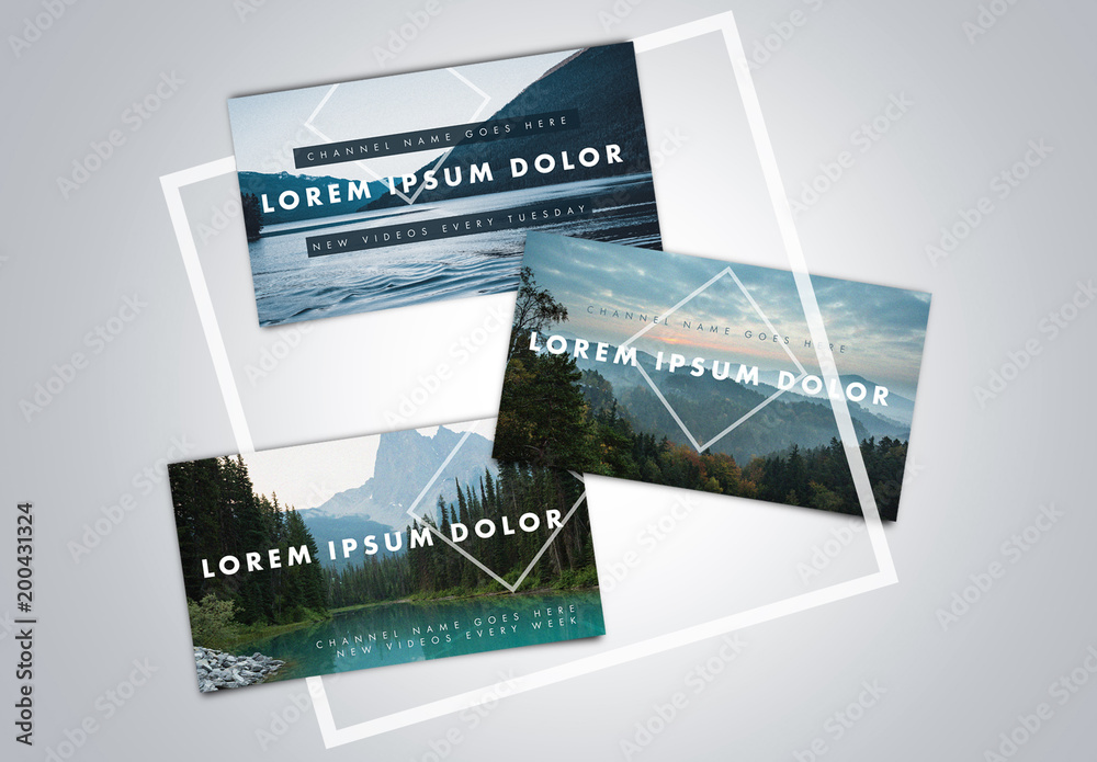 3 Video Channel Art Layouts Stock Template | Adobe Stock