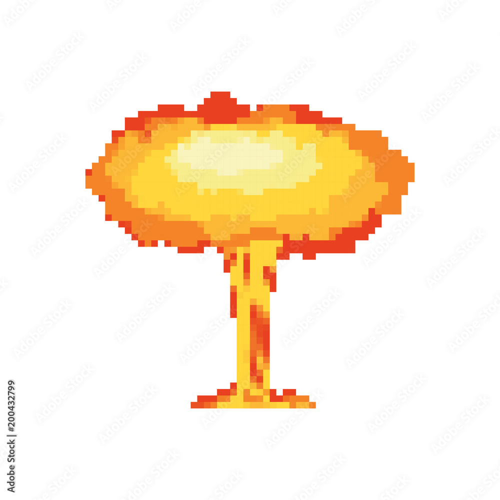 Nuclear explosion pixel art. large red explosive chemical mushroom 8bit ...