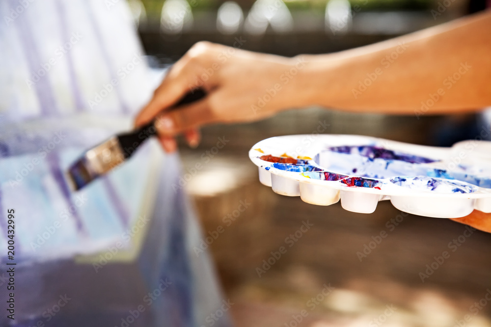 Paleta De Pintor Con Colores De Pintura Al leo De Colores Azul Paleta De Pintor Con Colores De Pintura Al leo De Colores Azul