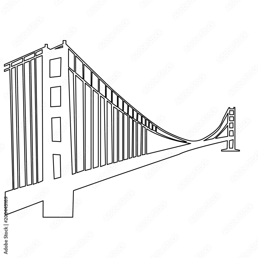 golden gate bridge outline on white background Stock Vector | Adobe Stock