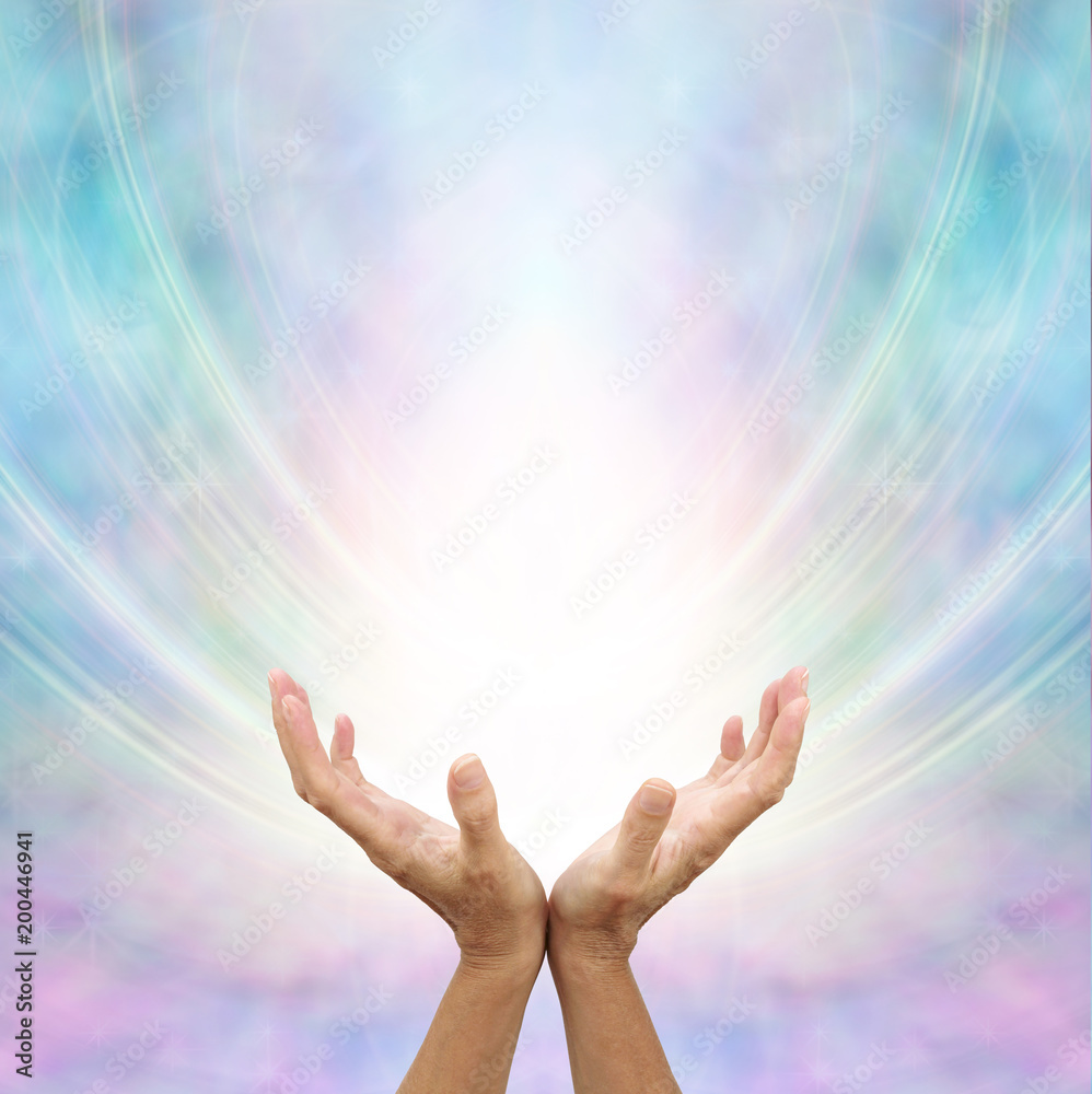 Receiving Divine Source of Healing - hands cupped and facing up towards ...