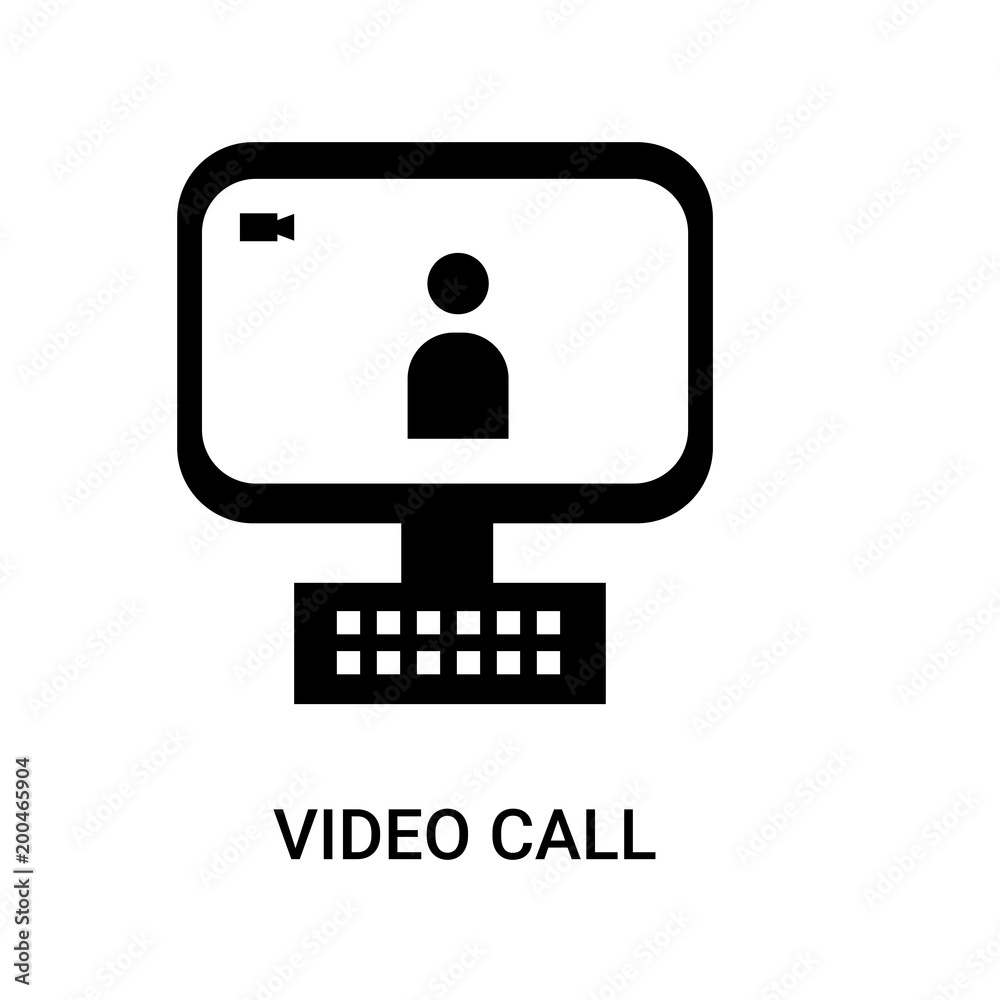 video call icon on white background, in black, vector icon illustration ...