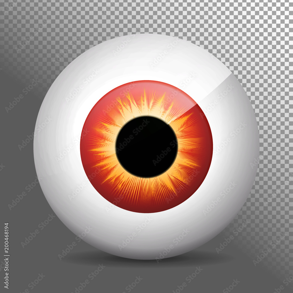 EyeballyellowEye, red. Realistic 3d red eyeball vector illustration ...
