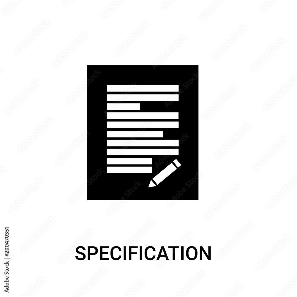 specification icon on white background, in black, vector icon ...