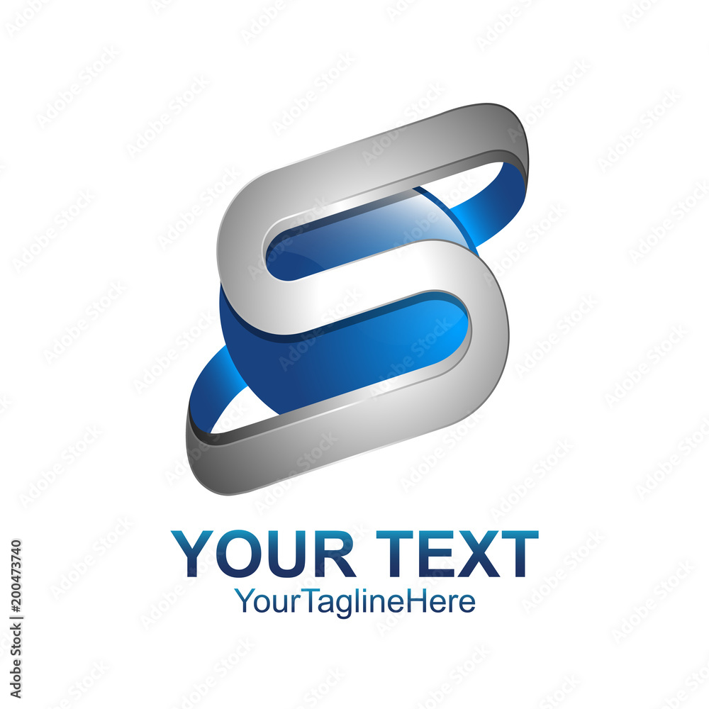 Vecteur Stock Letter S logo design template colored silver blue circle ...