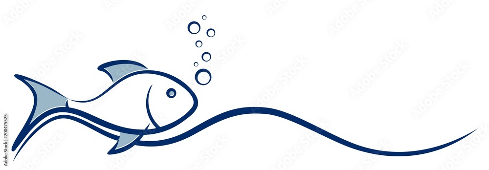 Fish with wave. Stock Vector | Adobe Stock
