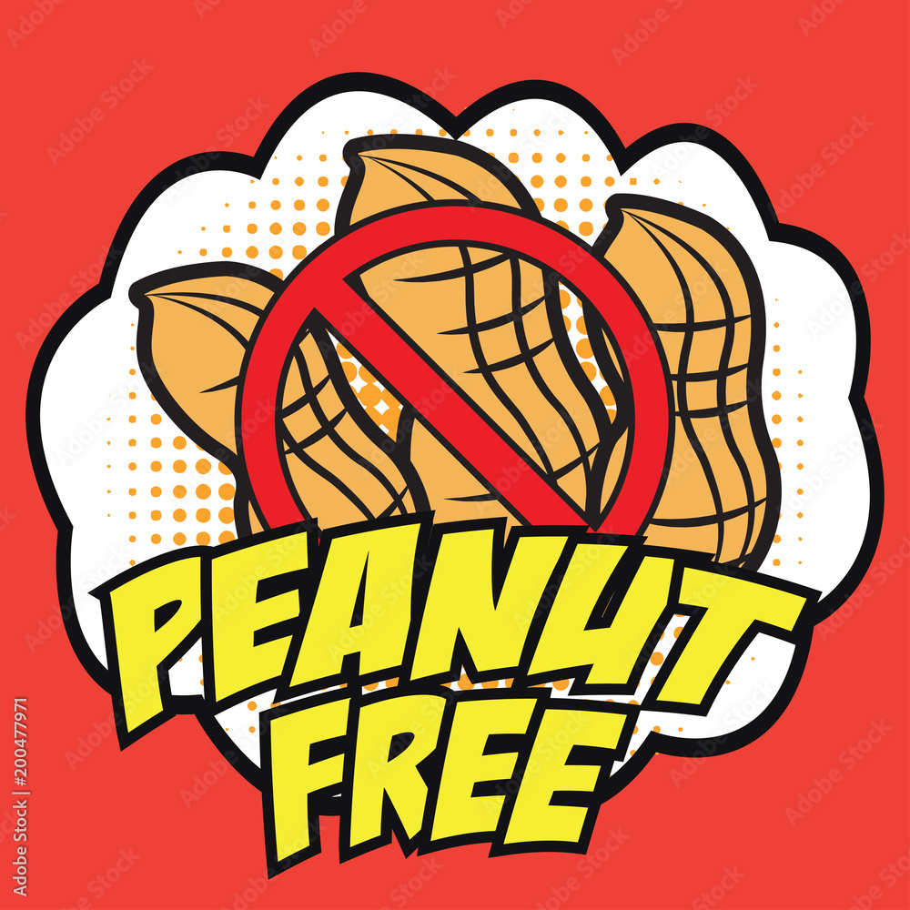 peanut free allergen ingredient for dairy free icon in pop art style ...