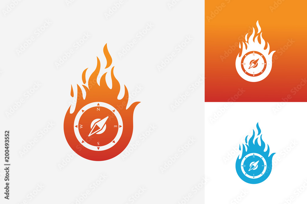 Compass Fire Logo Template Design Vector, Emblem, Design Concept ...