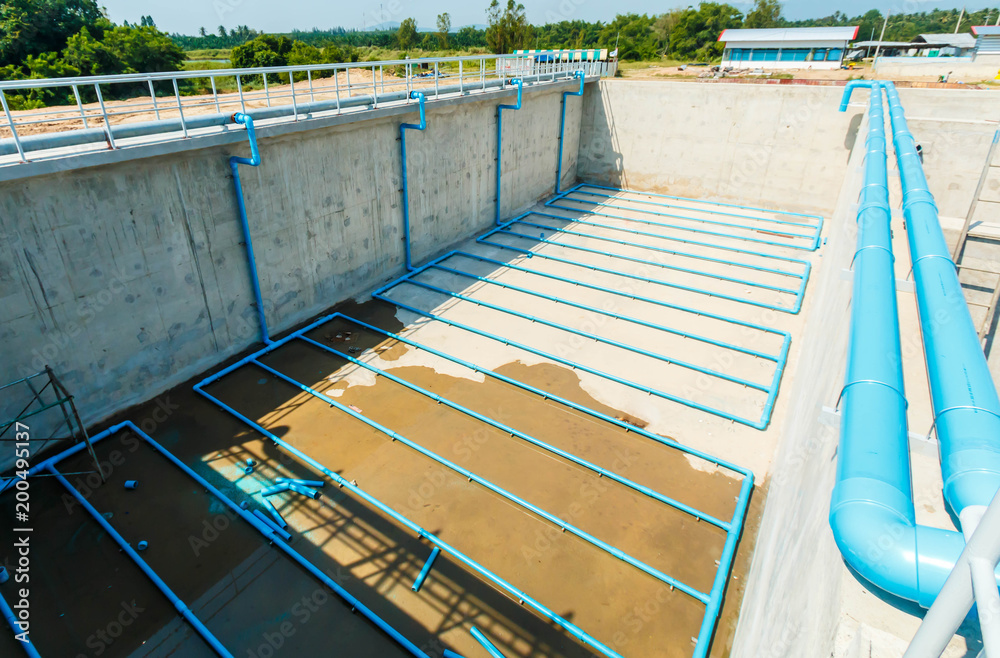 Pvc pipe sewerage water aeration and cleaning in process of sewage ...