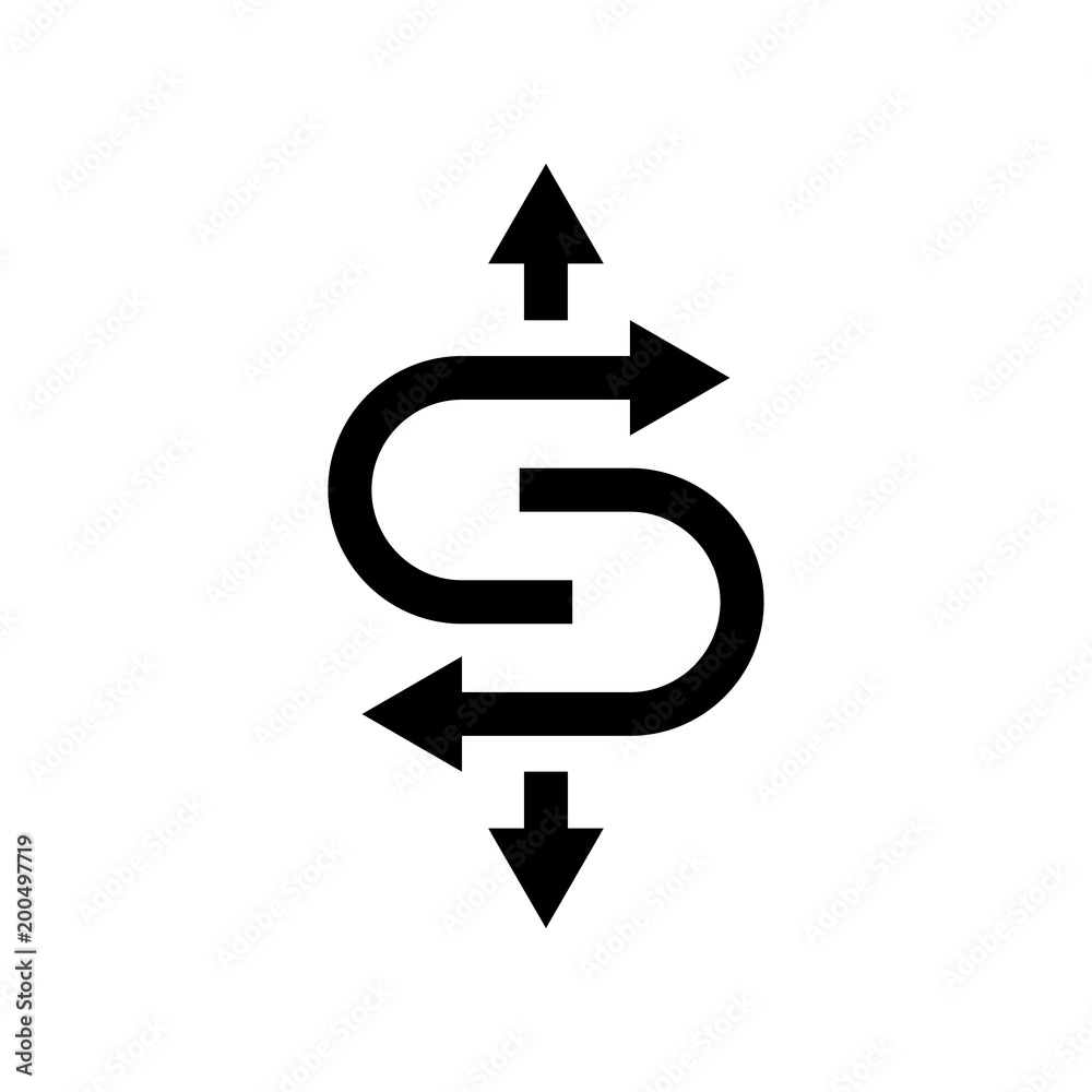Logotipo flechas en rotacion y flechas arriba y abajo en color negro ...