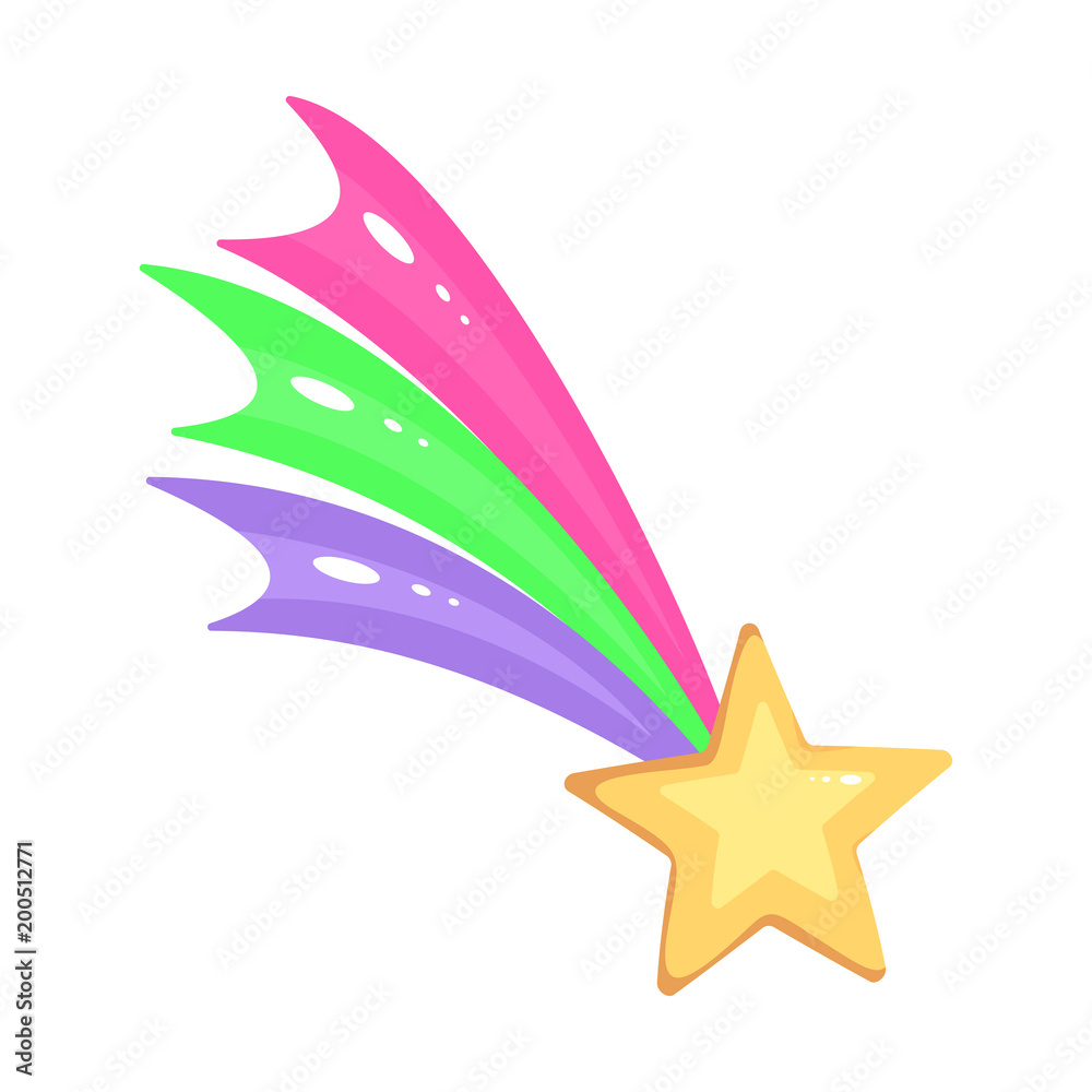 Vector cartoon isolated gold star. Magic element on white background ...