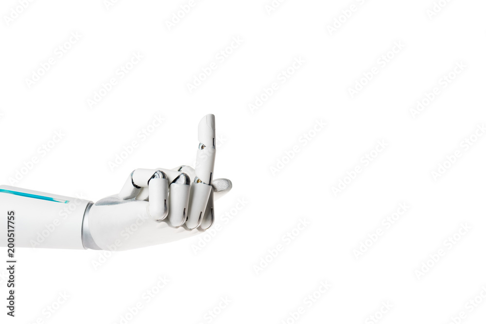 robot hand showing middle finger isolated on white Stock Photo | Adobe ...
