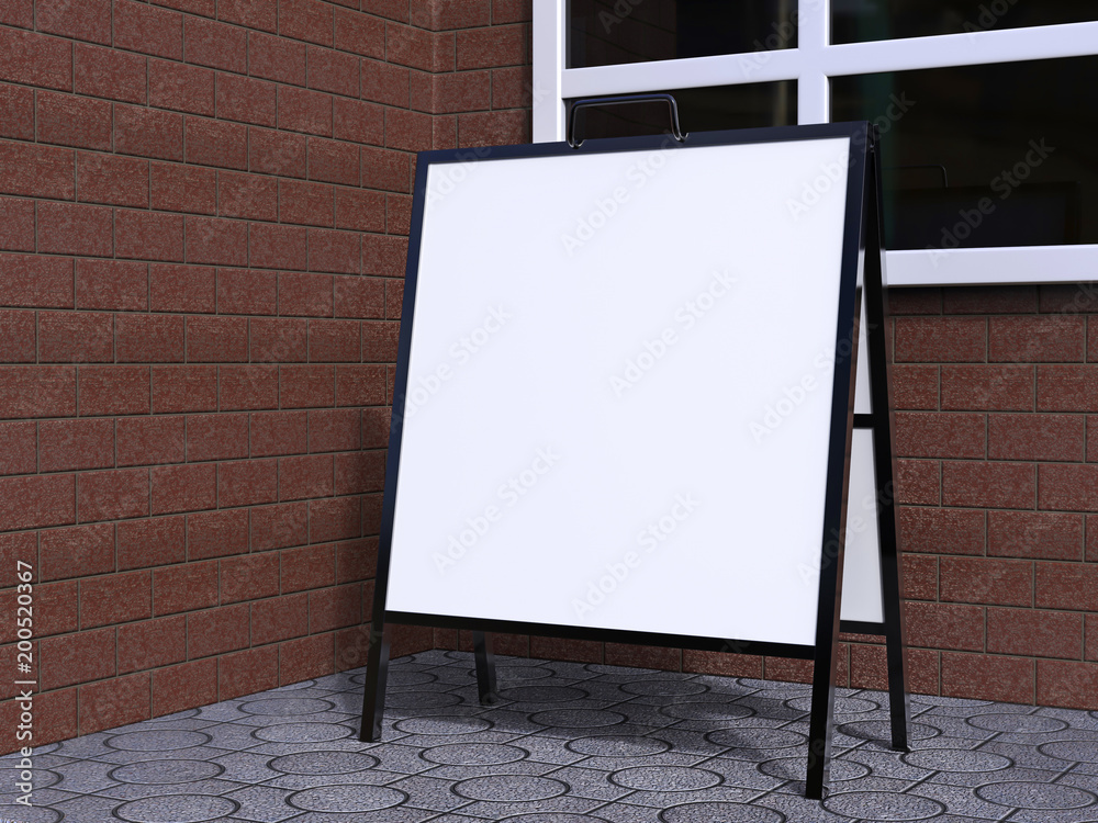 Blank white square A frame metallic outdoor advertising sandwich stand ...