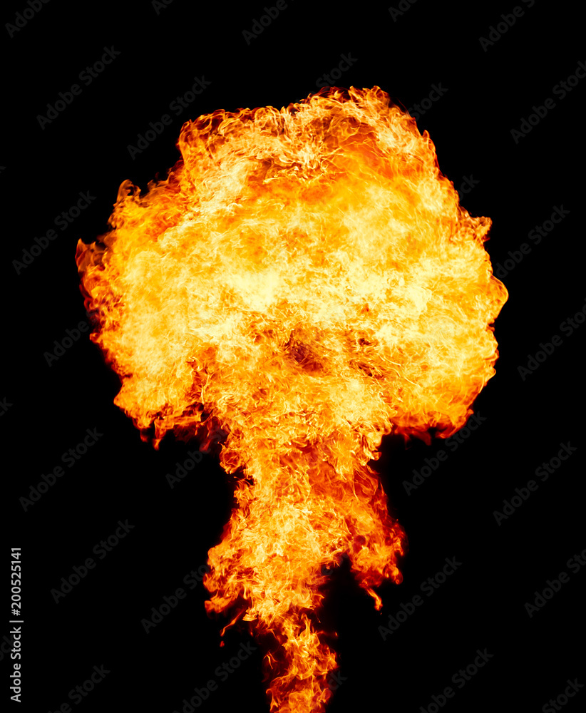 Explosion - fire mushroom. Mushroom cloud fireball from an explosion at ...