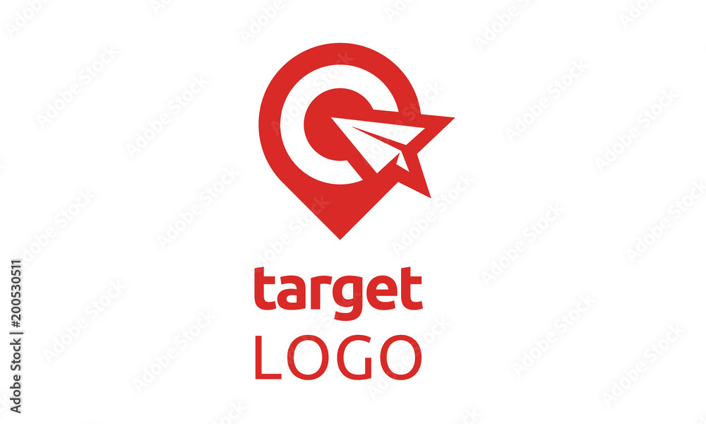 Paper plane with Target Board and Pin Address GPS location map logo ...