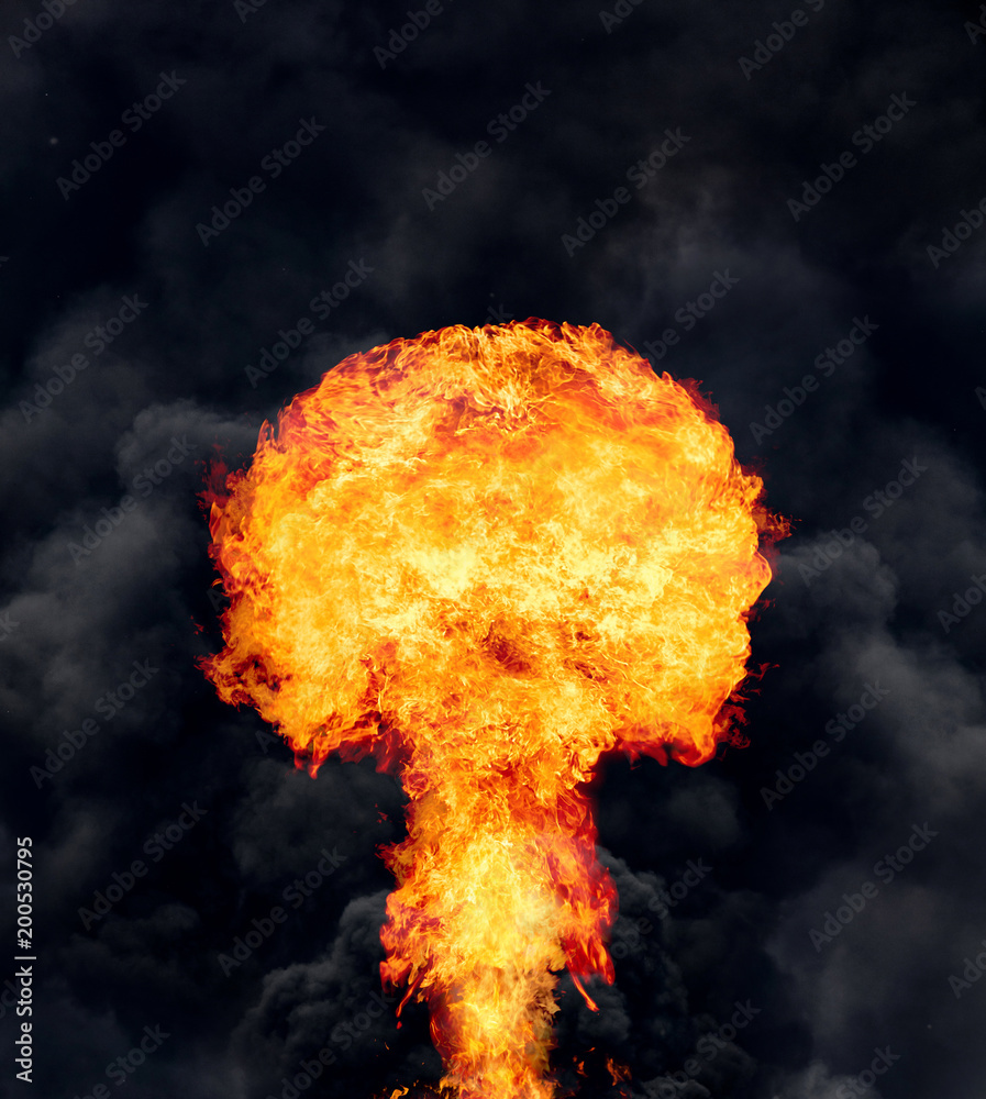 Explosion - fire mushroom. Mushroom cloud fireball from an explosion ...