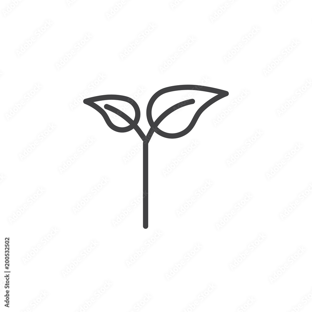 Two leaves outline icon. linear style sign for mobile concept and web ...