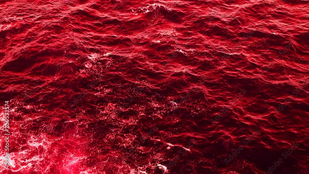 Video Stock Bloody Sea. Red bloody Waves on the Sea. Top view of the ...