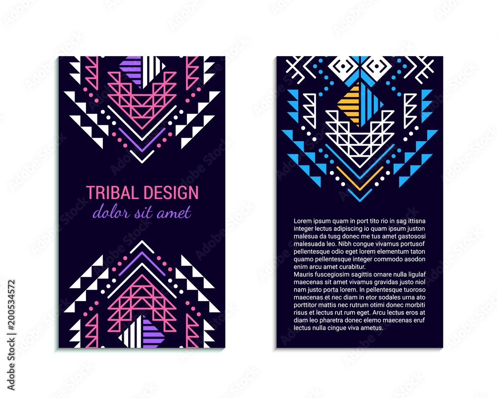Aztec colorful ornamental vertical card template. American indian ...