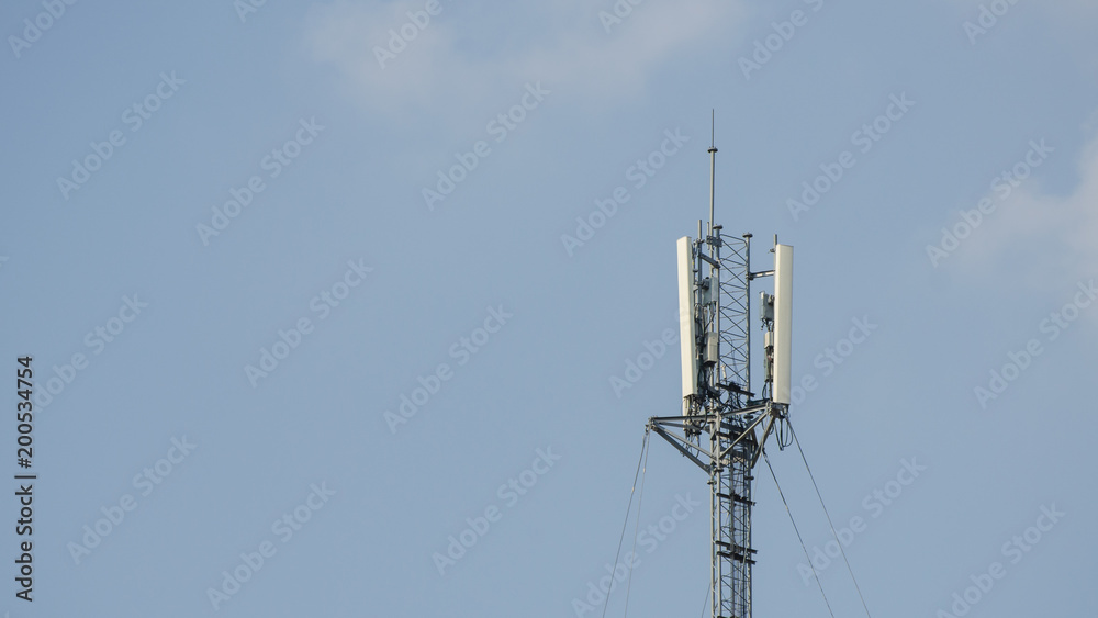 Telecommunication Tower. Cell Phone Signal Tower on sky background Can ...