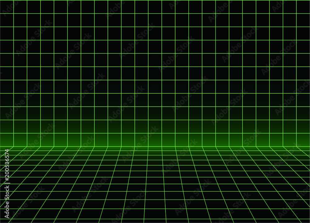 Virtual long space with perspective grid Stock Vector | Adobe Stock