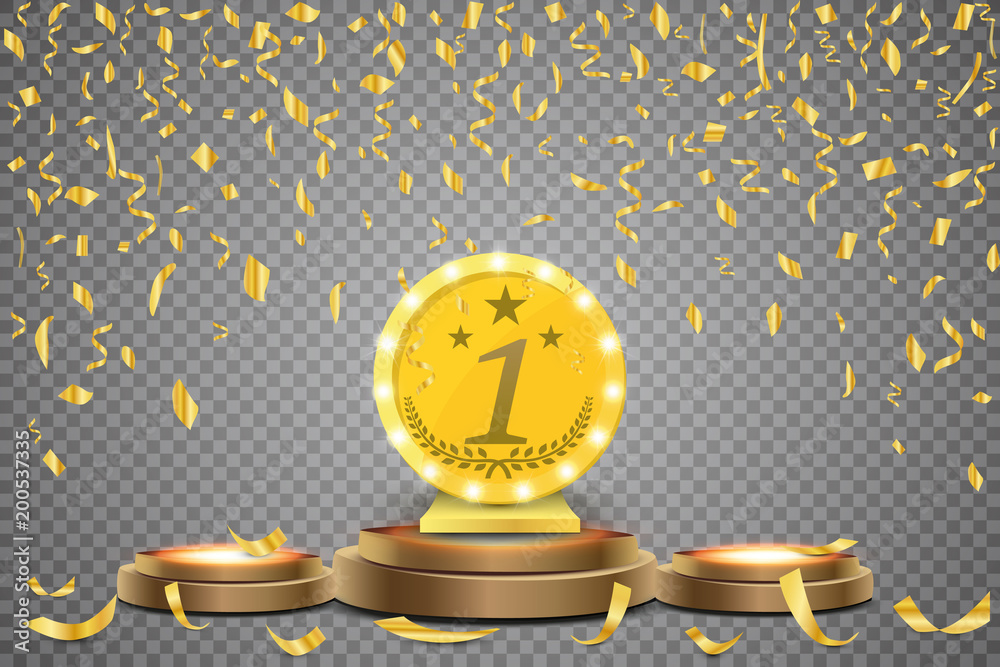 Winner background. First place of competition. Podium with spotlights ...