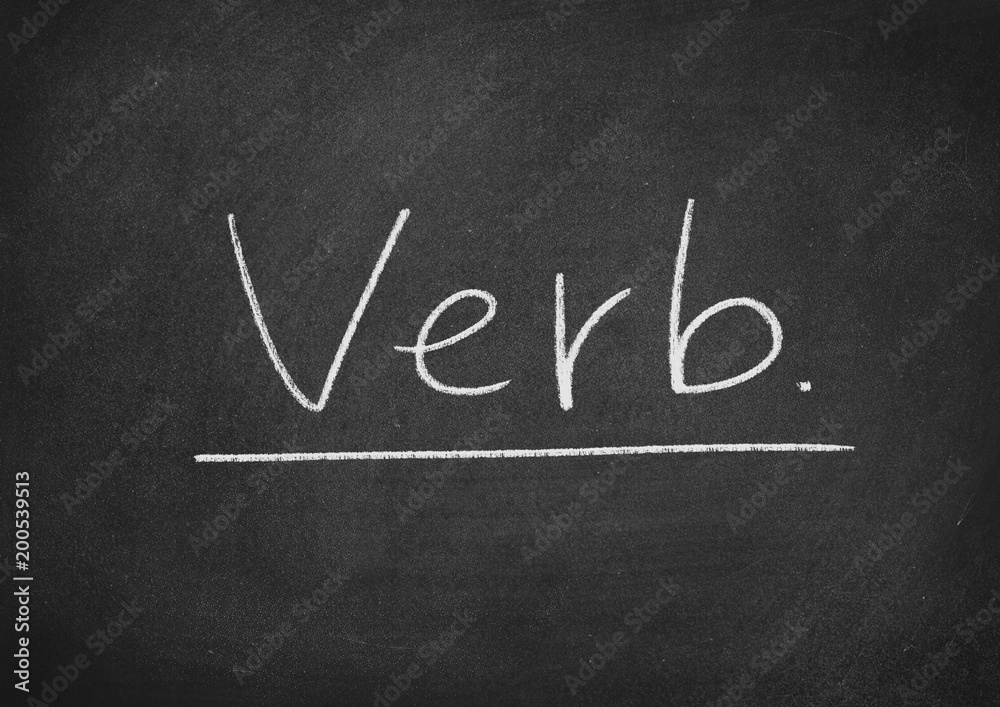 verb concept word on a blackboard background Stock Illustration | Adobe ...