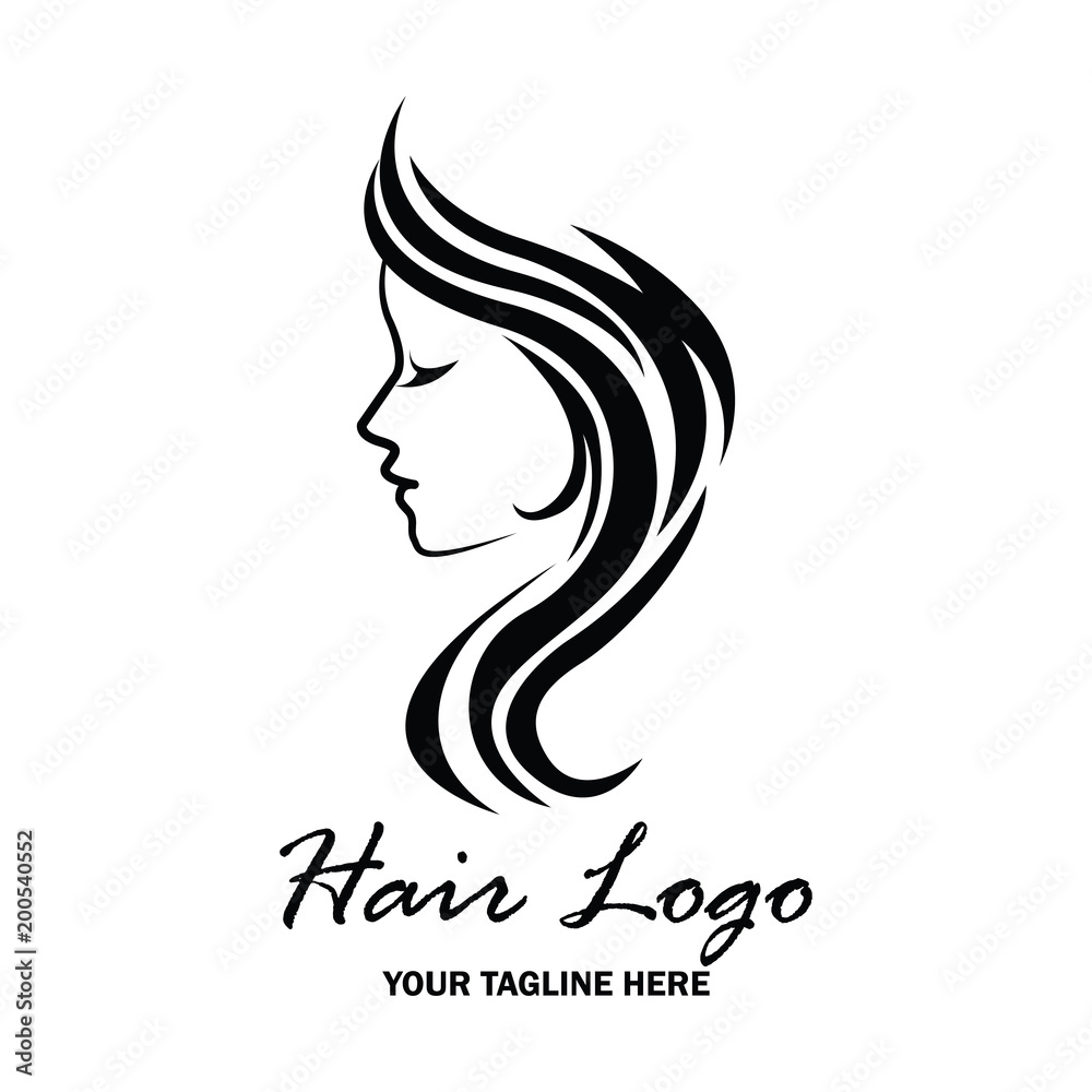 woman hair logo with text space for your slogan / tagline, vector ...