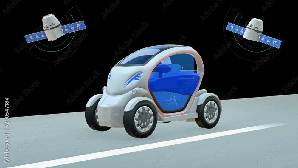 Driverless vehicle, autonomous electric car with satellite navigation ...