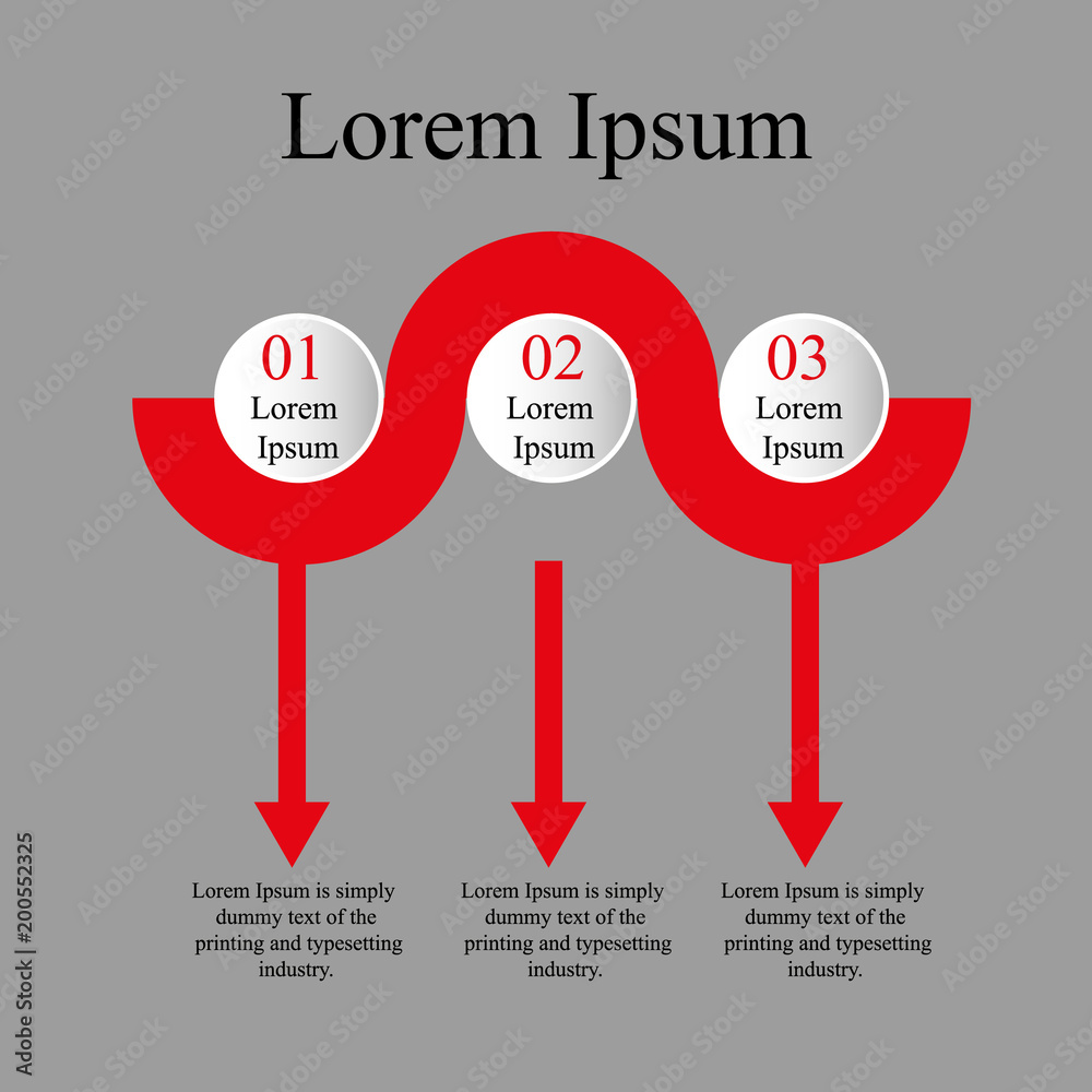 red infographics/The figure shows an infographic of 3 points for the ...