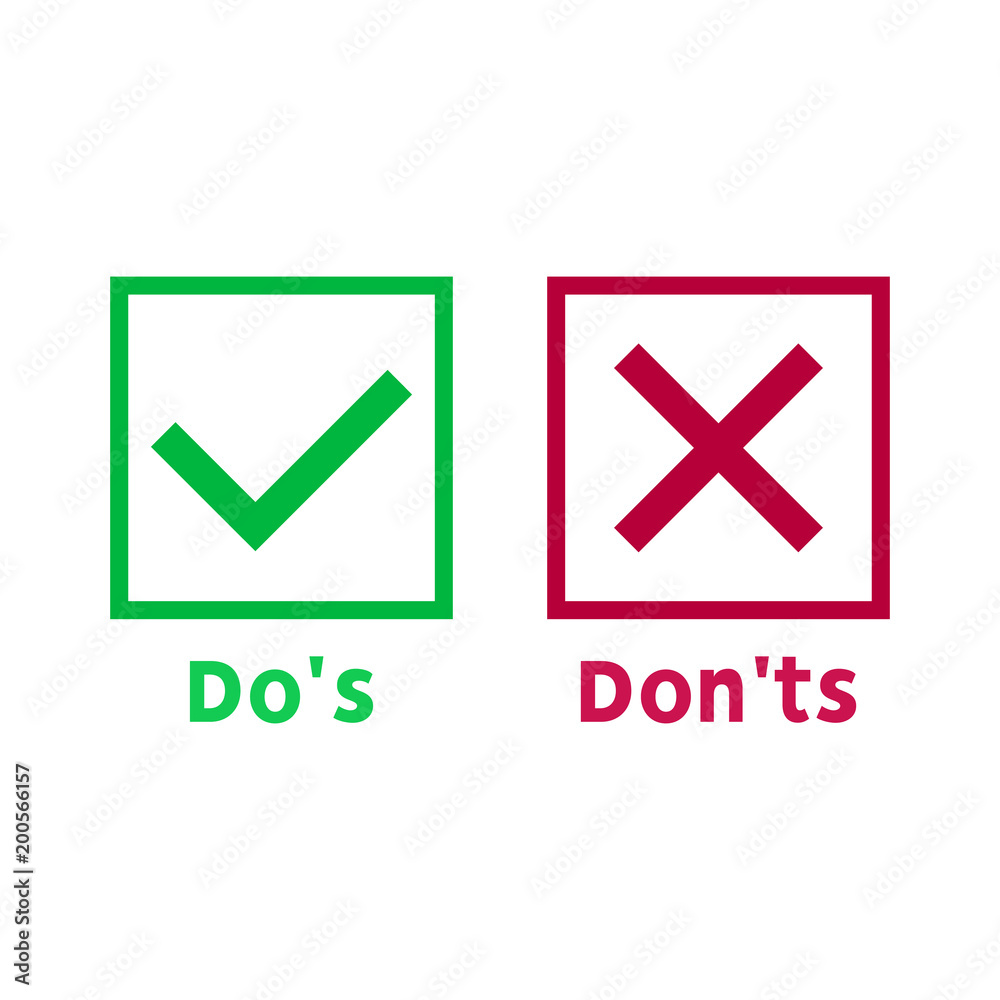 Simple dos and donts like checklist. flat graphic outline design ...