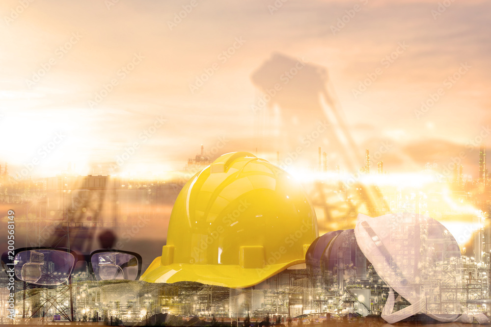 Double exposure of Standard construction safety and construction site ...