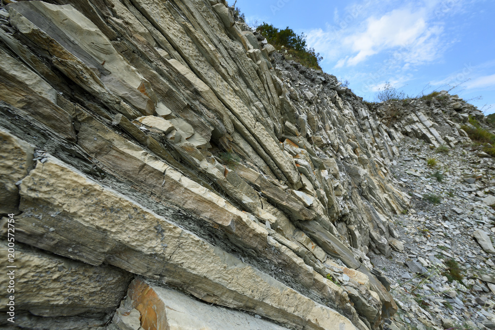 Rock formations, very clearly seen many layers and structure of the ...